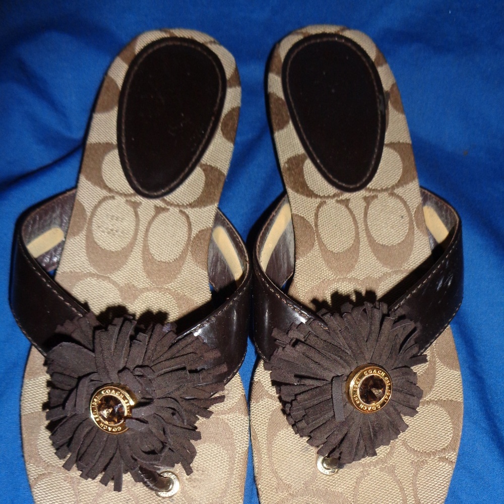 Coach Suki Jewel Sandals Black & Brown Size 7 1/2 - Gem